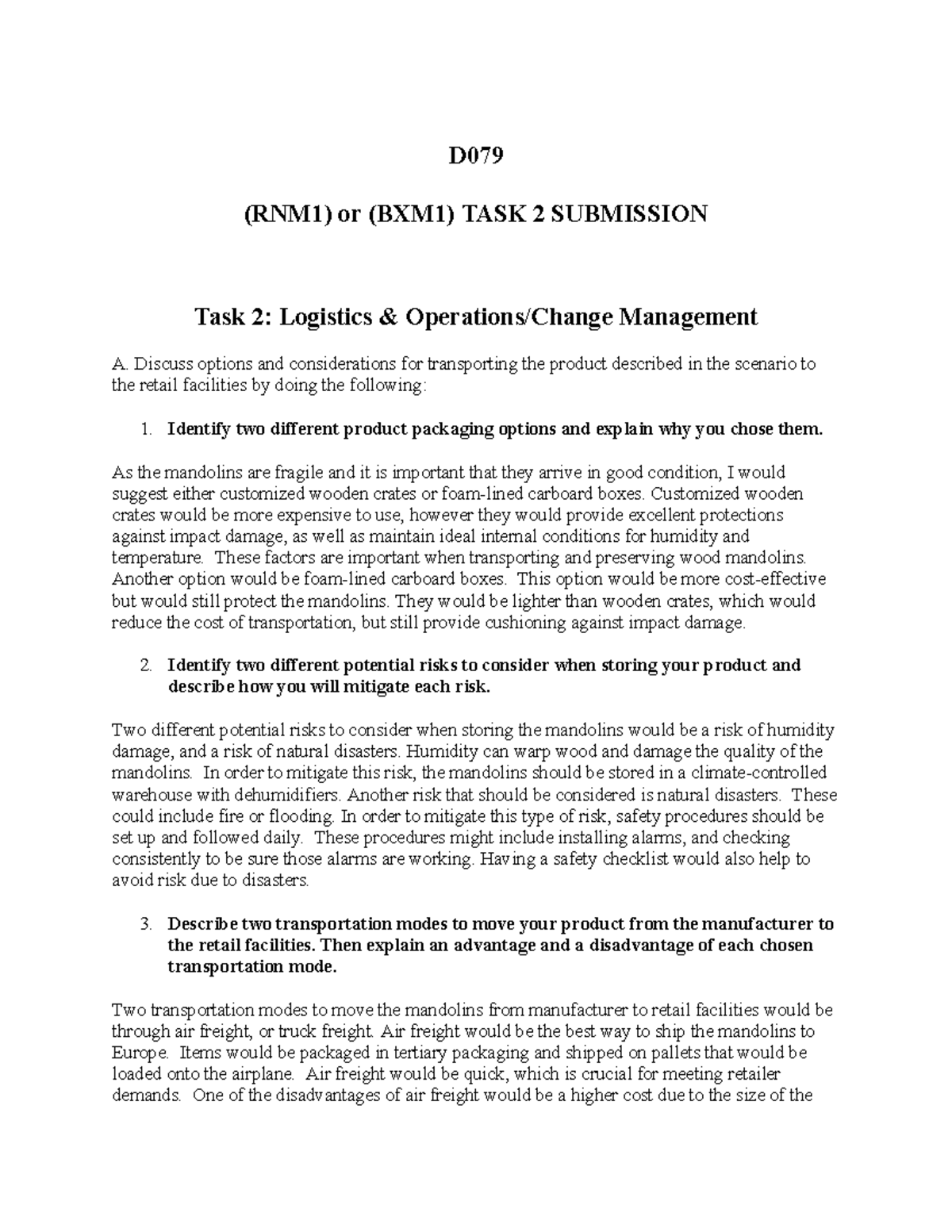 D079- Task 2 - Passed task 2 - D (RNM1) or (BXM1) TASK 2 SUBMISSION ...