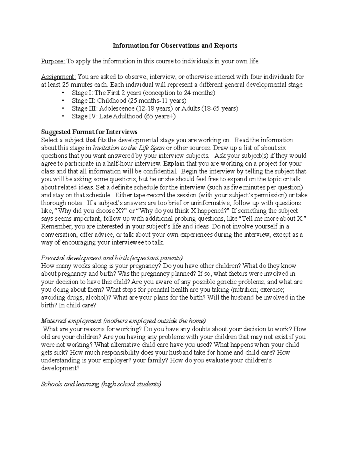 Information for Observations and Reports su30745 - Information for ...