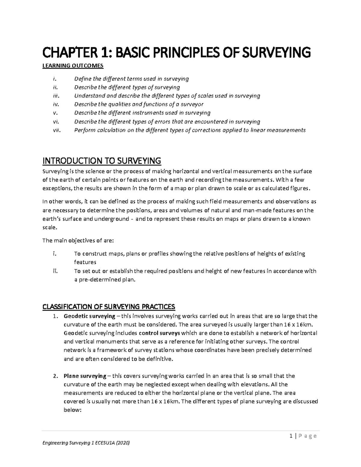 Chapter 1 - Basic Principles OF Surveying - 1 | P a g e CHAPTER 1 : BASIC PRINCIPLES OF ...