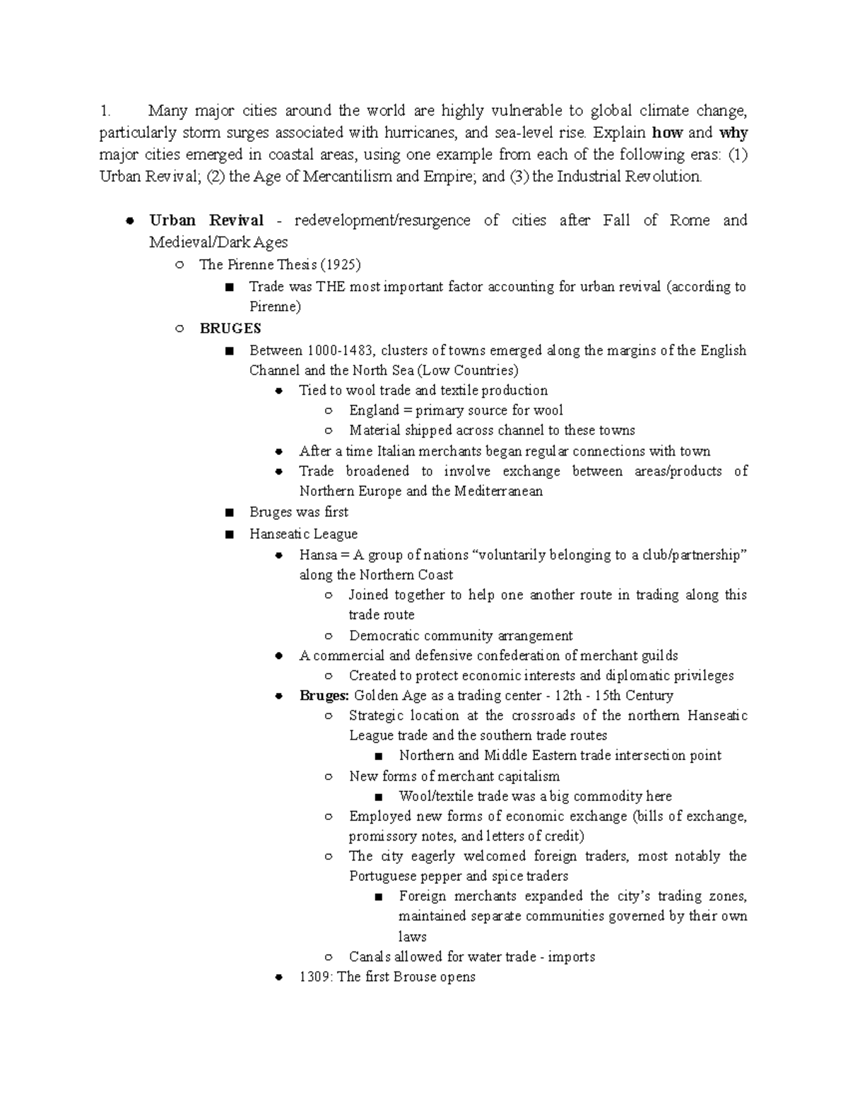 Final Exam Notes and Full Study Outline - 1. Many major cities around ...