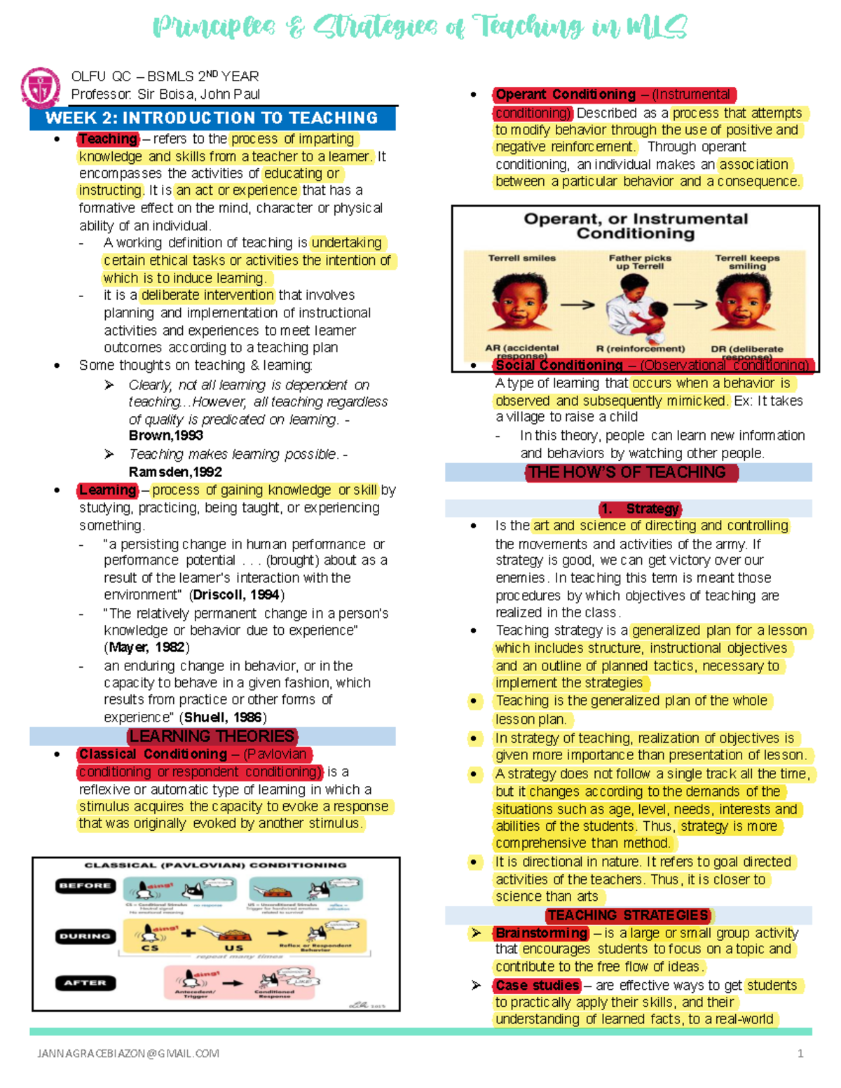Principles Strategies of Teaching in MLS - OLFU QC – BSMLS 2ND YEAR ...