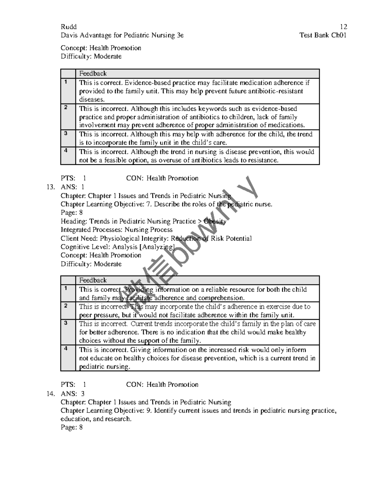 Test bank pediatric nursing critical components of nursing care 3rd ...