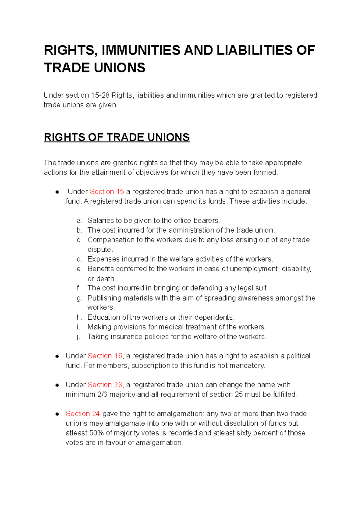 3.3 Rights, Immunities AND Liabilities OF Trade Unions - RIGHTS ...