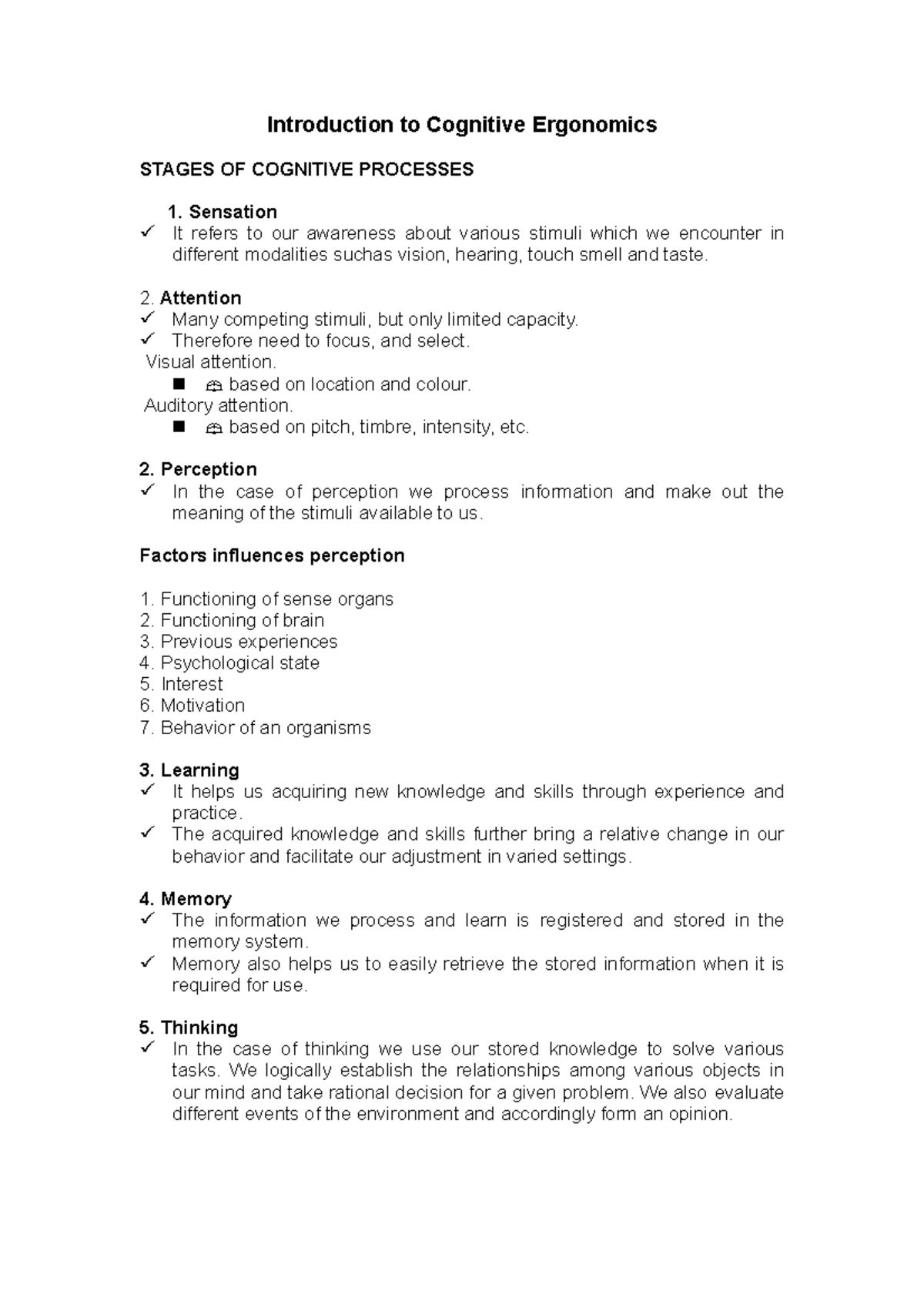 Introduction to Cognitive Ergonomics - Attention Many competing stimuli, but only limited - Studocu