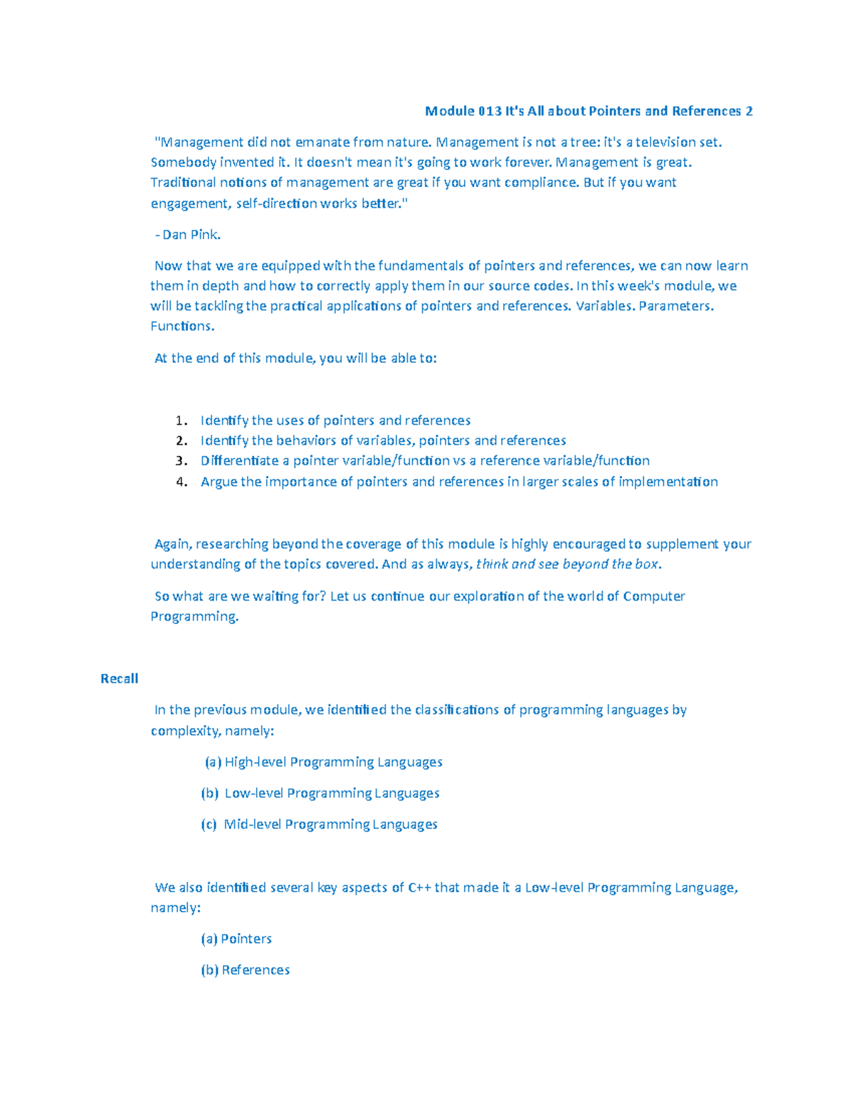 Lesson 13 It's All about Pointers and References 2 - Module 013 It's All about Pointers and ...
