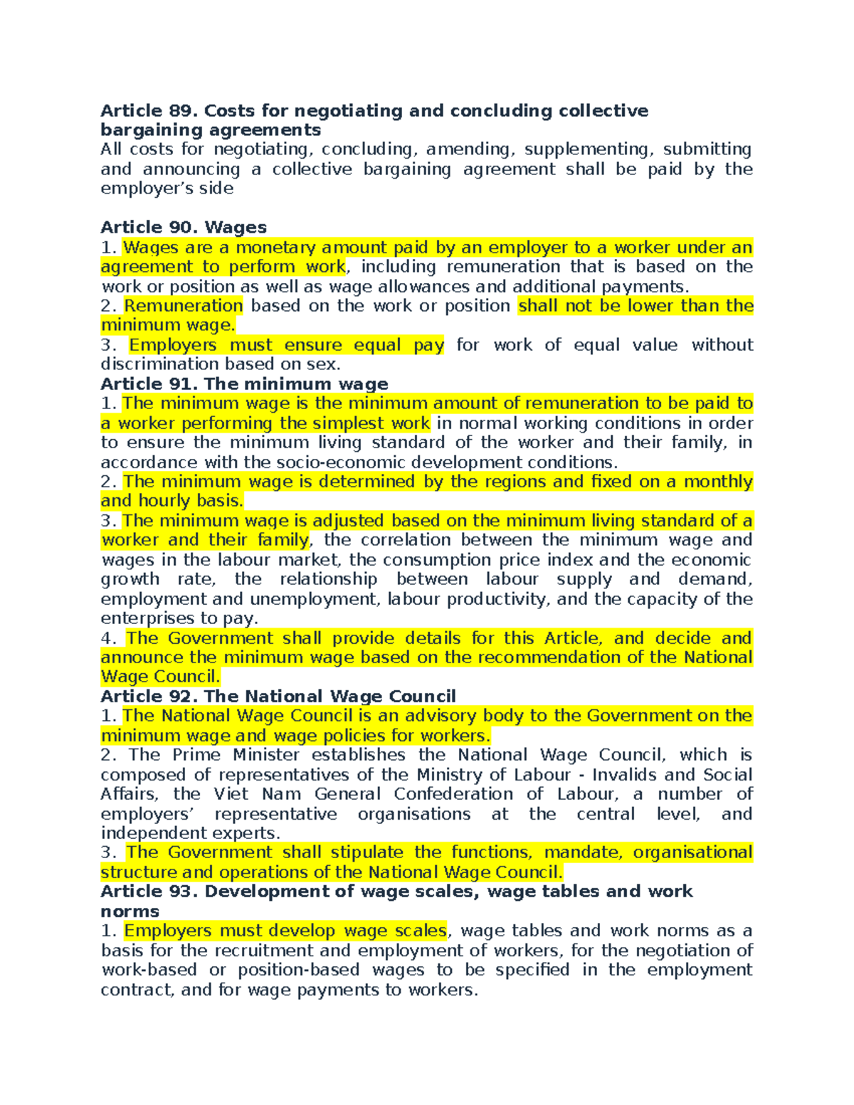Article 89-95 - zzz - Article 89. Costs for negotiating and concluding ...