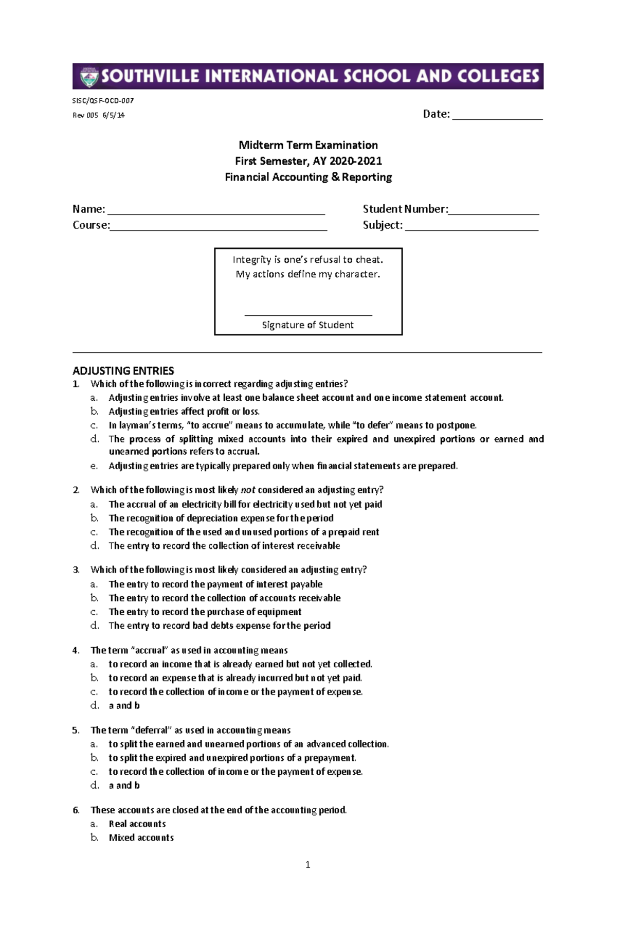 Midterm EXAM Financial Accounting Reporting- 1st SEM 2021 - KEY Answers ...