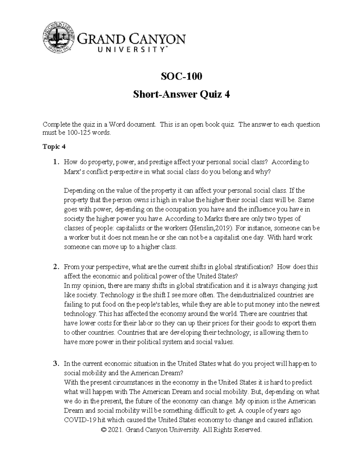 SOC-100.Short-Answer Quiz 4 1-8-18 - SOC- Short-Answer Quiz 4 Complete ...