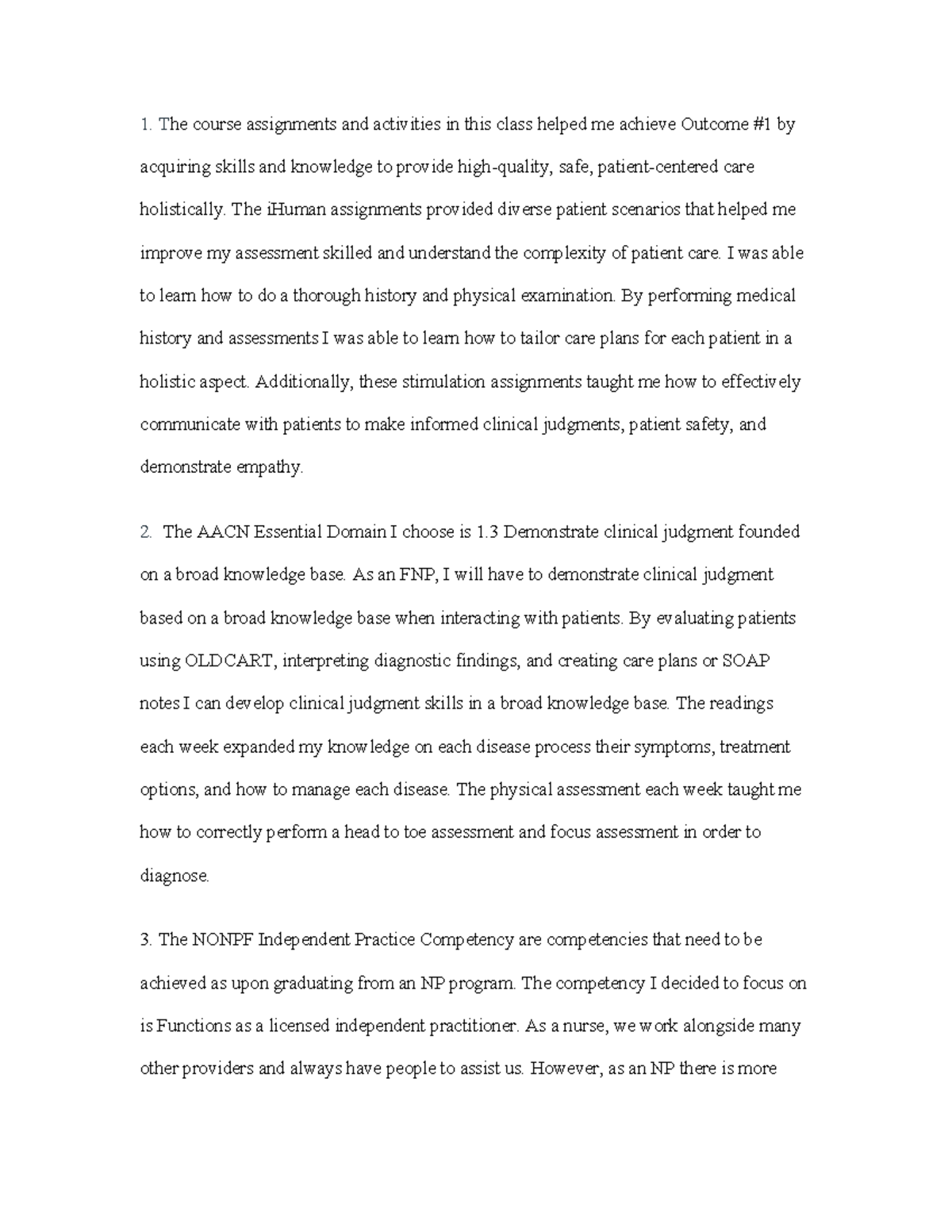 Week 8 reflection - The course assignments and activities in this class helped me achieve ...