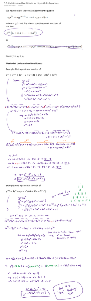 92 Higher Order Constant Coefficient Homogeneous Equations Given An Equation Of The Form The