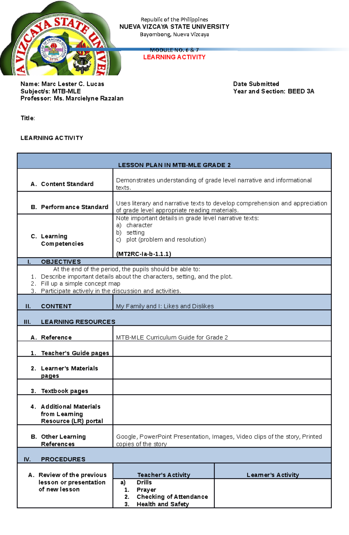 Activity Format Copy 9 - Yes it is a file - Republic of the Philippines ...