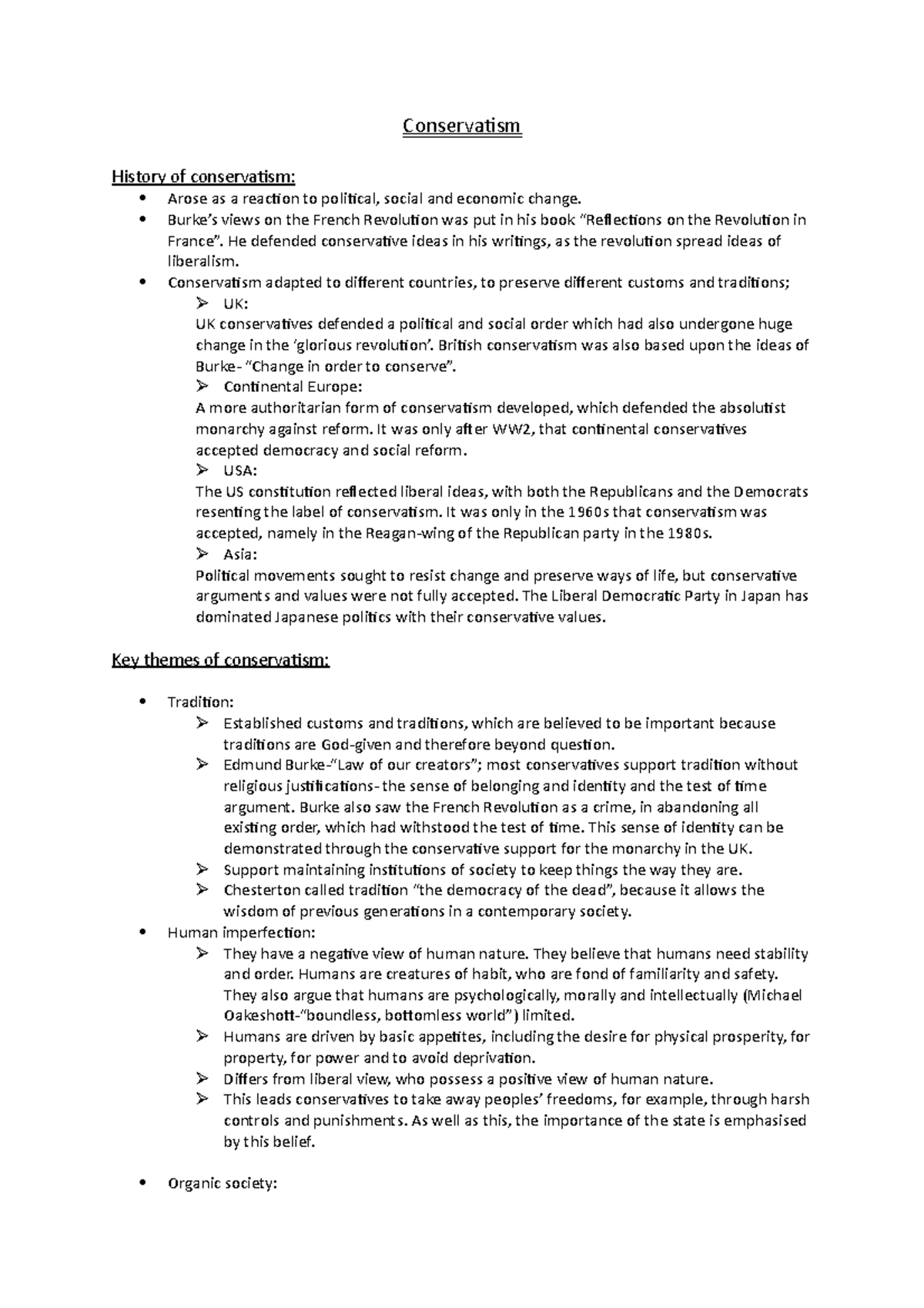Conservatism - Conservatism History of conservatism: Arose as a ...