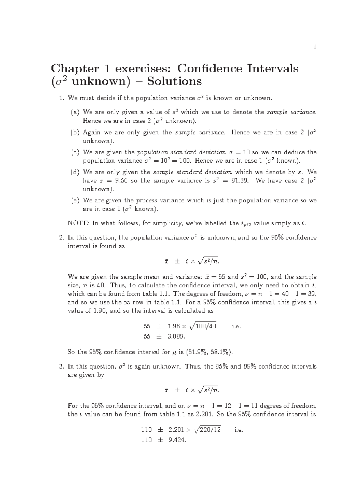 MAS1403 2016-2017 Chapter 1 Exercises + Solutions - Confidence ...