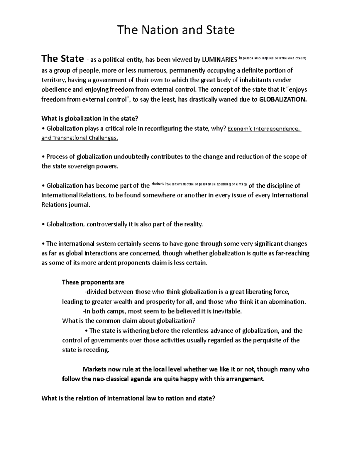 The-State - Lecture - The Nation and State The State - as a political ...