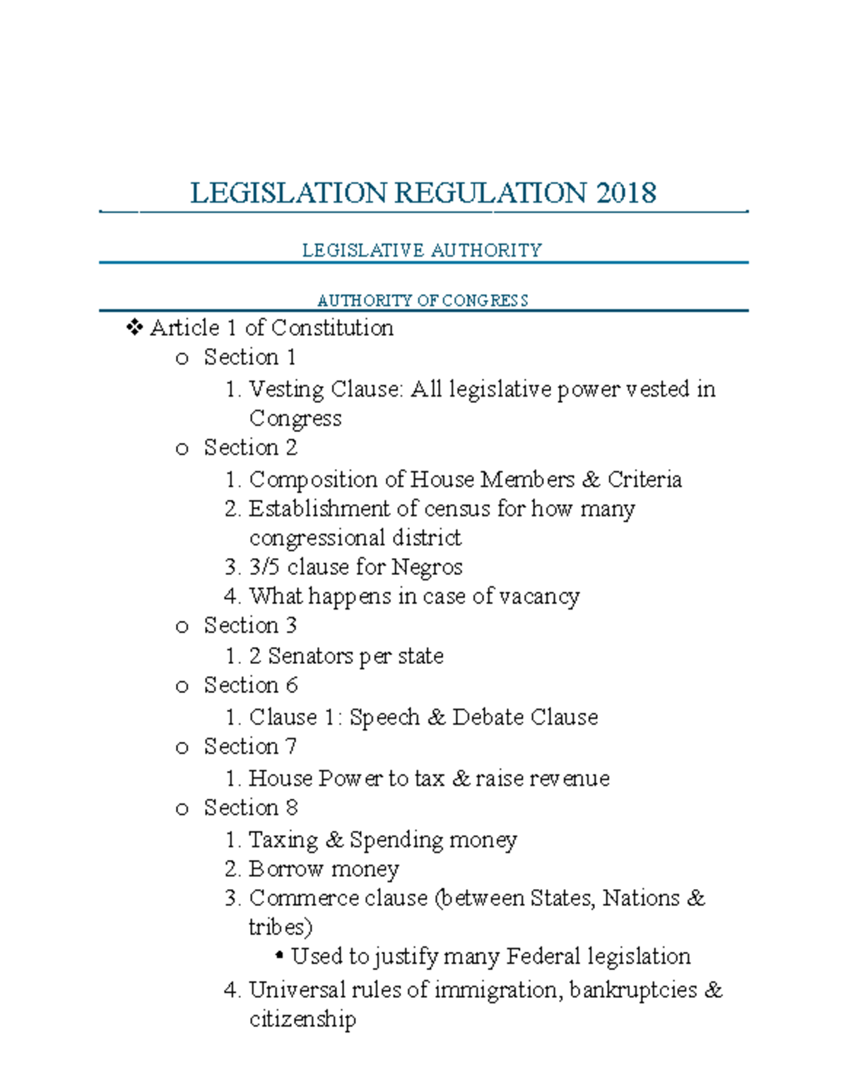 Leg Reg Outline - ####### LEGISLATION REGULATION 2018 LEGISLATIVE ...