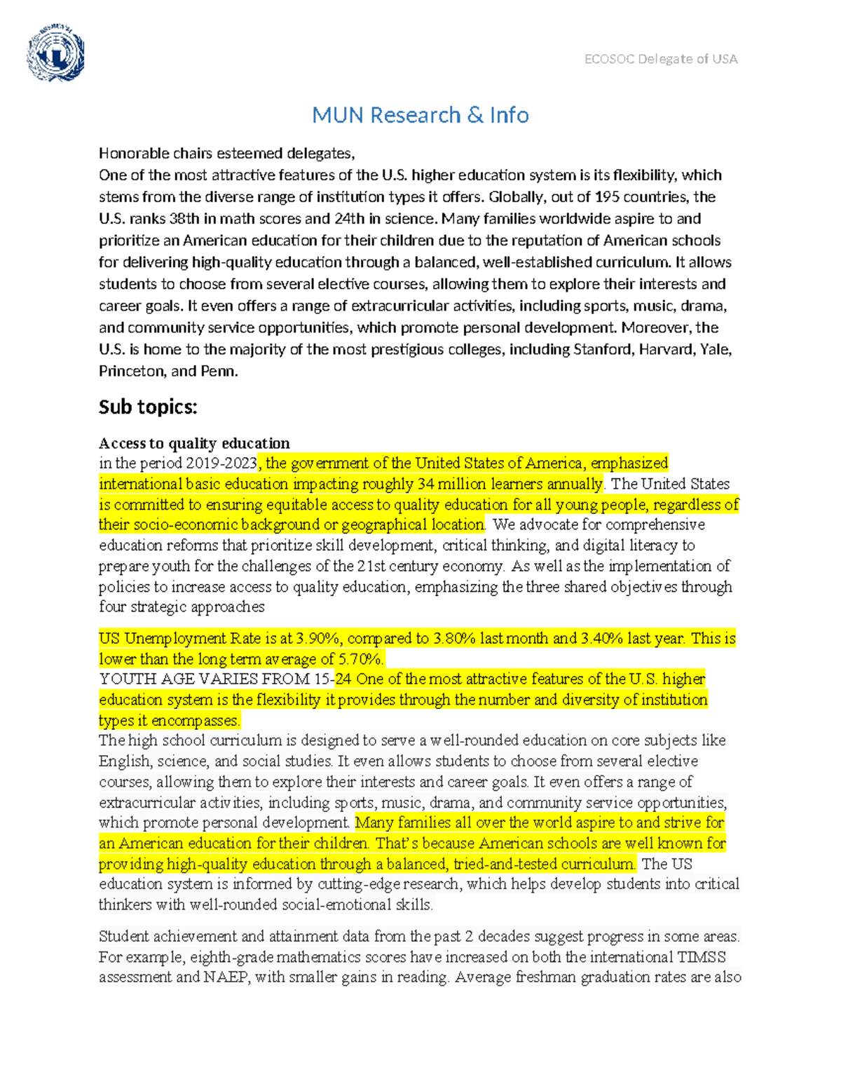 MUN Research - here are some mun reaserch ive conducted - MUN Research ...