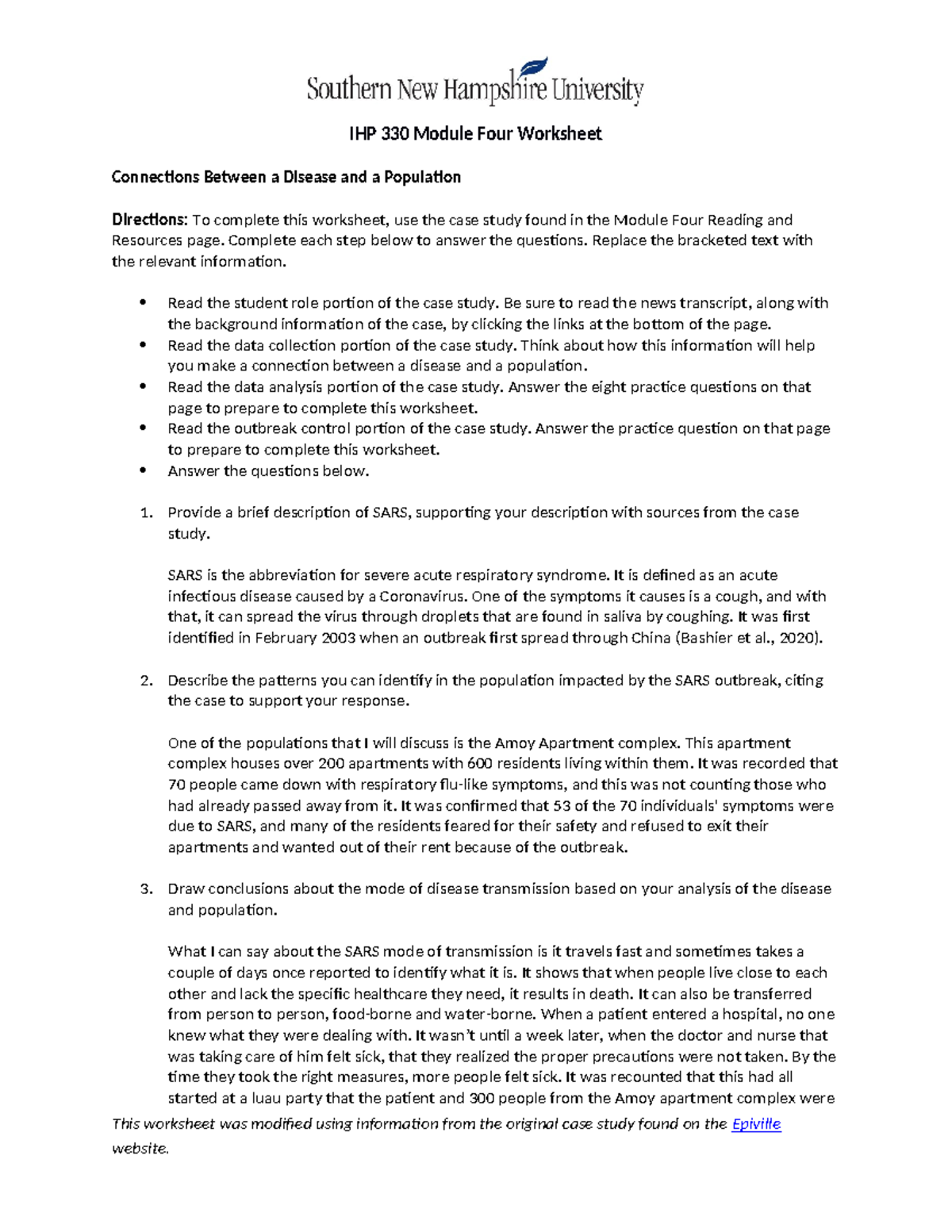 IHP 330 Module Four Worksheet - IHP 330 Module Four Worksheet ...