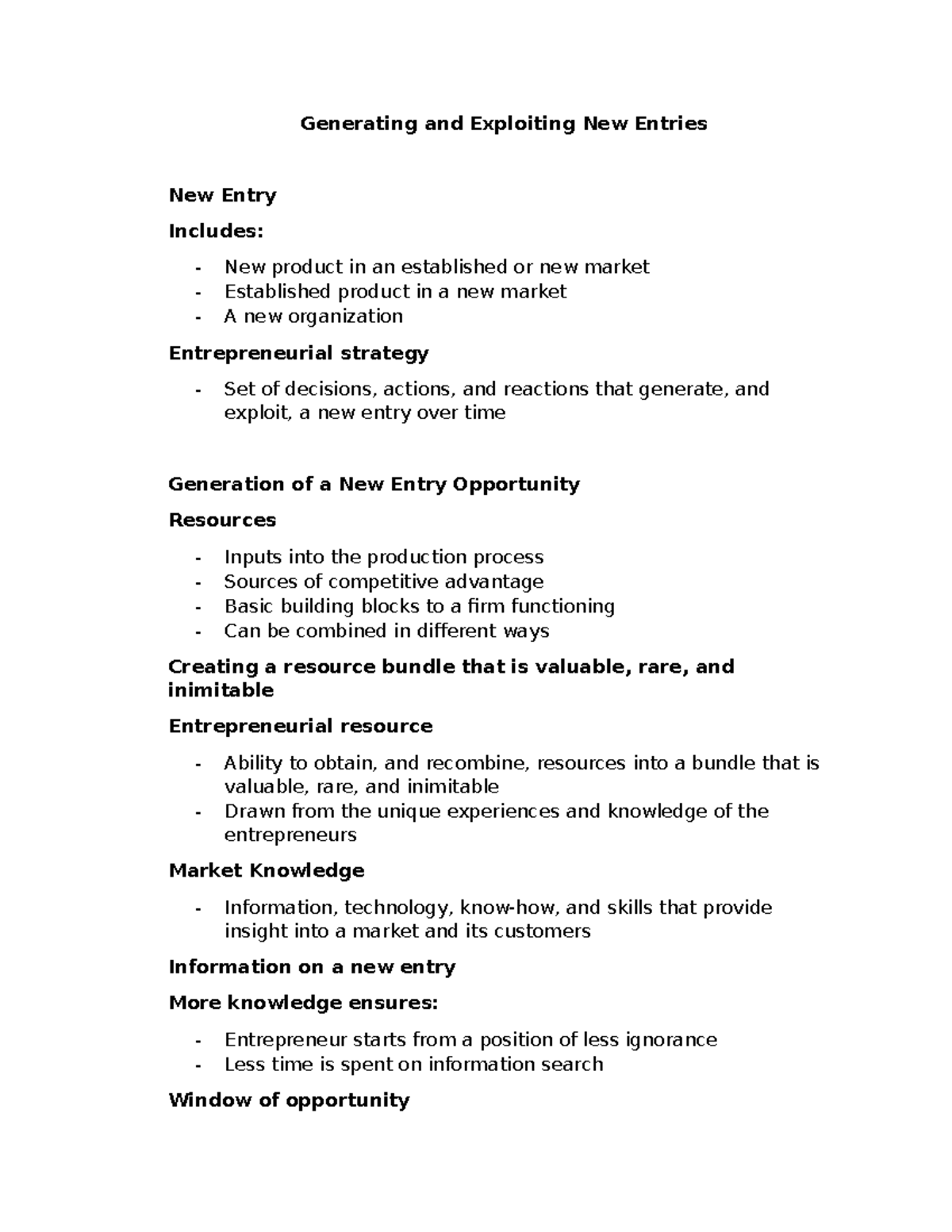 What Is Generating And Exploiting New Entries Generating And Exploiting New Entries New Entry