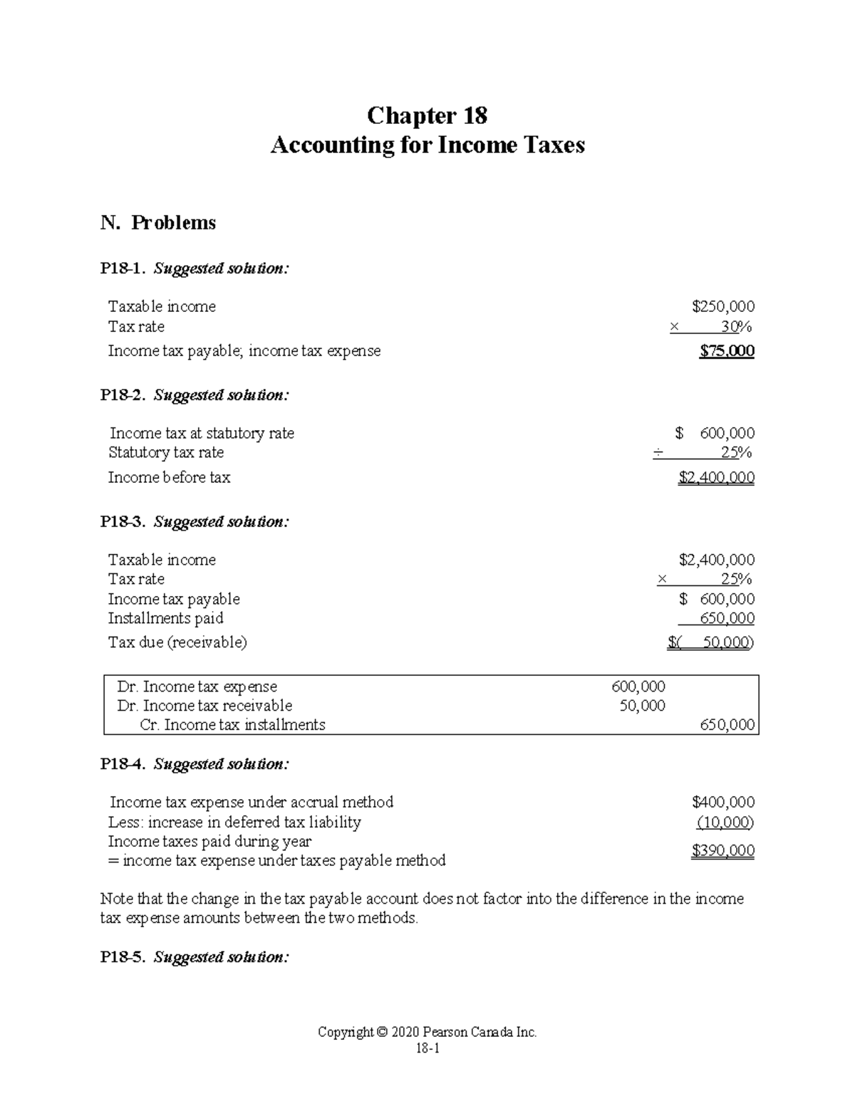 Fmgt 4110 Ch 18 Solution - Chapter 18 Accounting for Income Taxes N ...