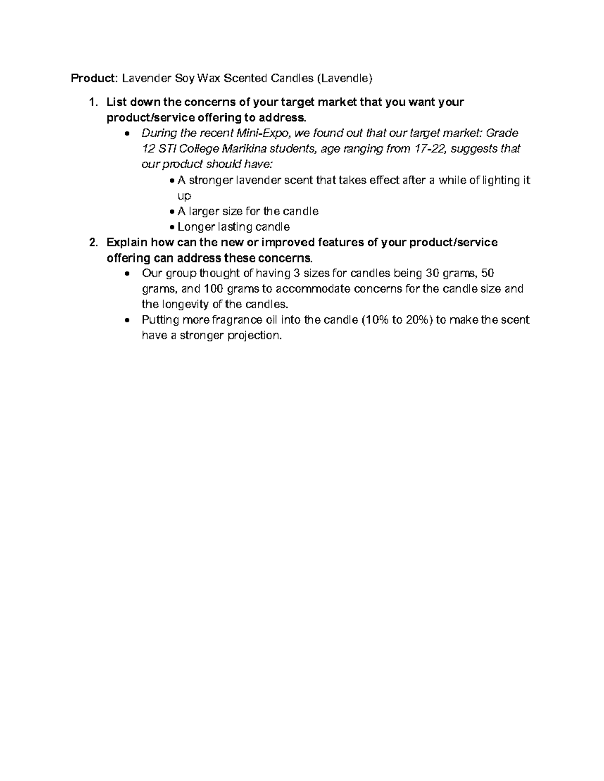 03 e LMS Activity 1 ARG Entrepreneurship - Product: Lavender Soy Wax ...