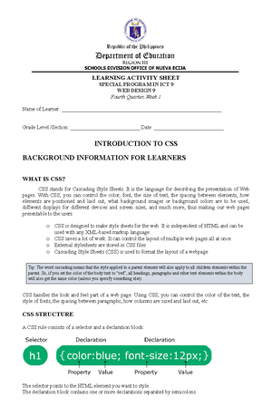 Css 4th quarter week 2 Css 4th quarter week 2 Css 4th quarter week 2 - LEARNING ACTIVITY SHEET ...