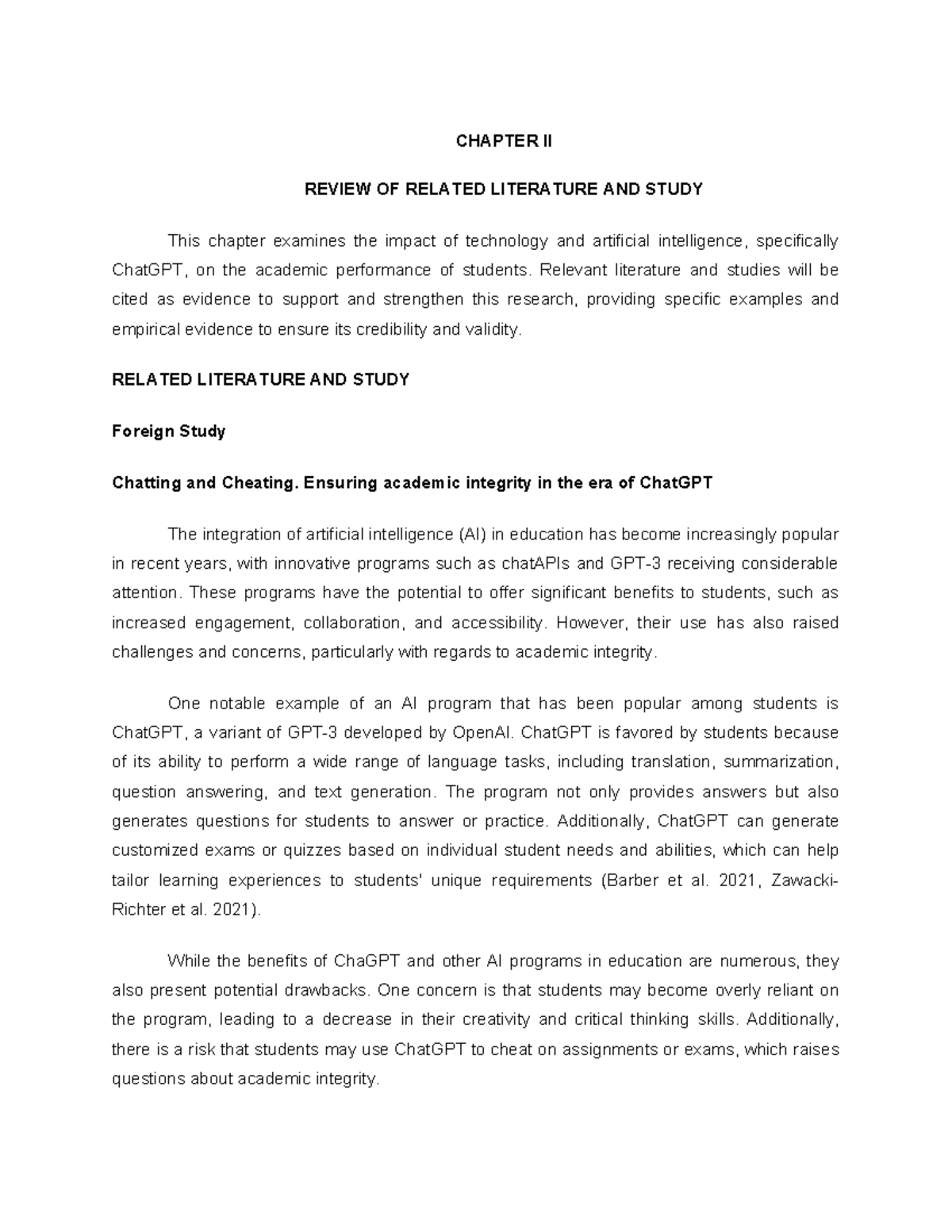 Chapter II; Proposal Chatgpt Dependency ON THE Academic Performance OF ...
