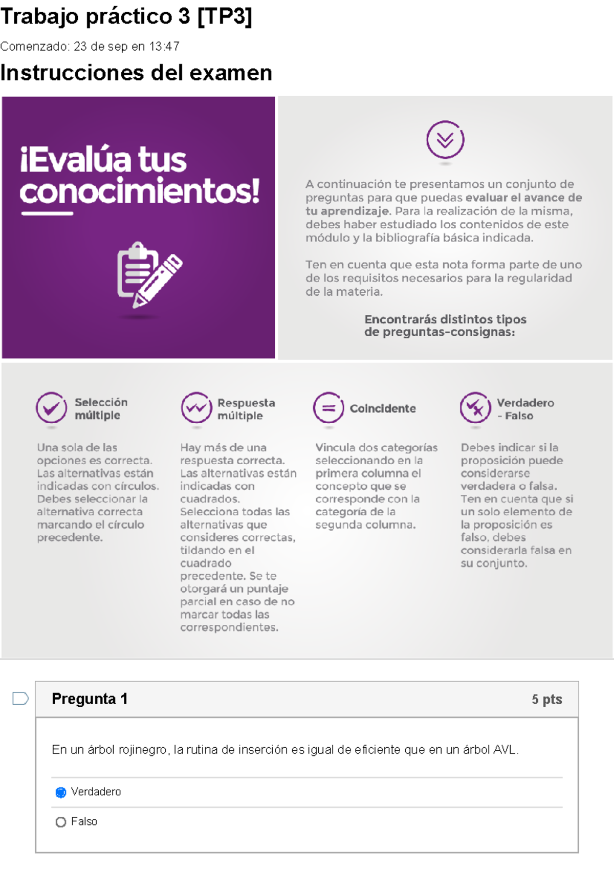 Examen Trabajo práctico 3 [TP3] - Trabajo práctico 3 [TP3] Comenzado: 23 de sep en 13 ...