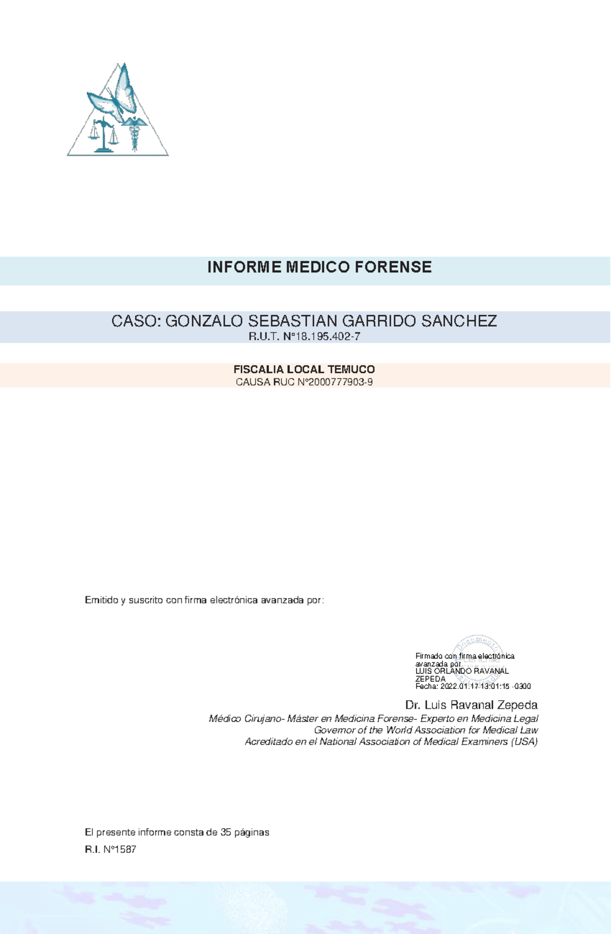 Informe medico forense - INFORME MEDICO FORENSE CASO: GONZALO SEBASTIAN ...