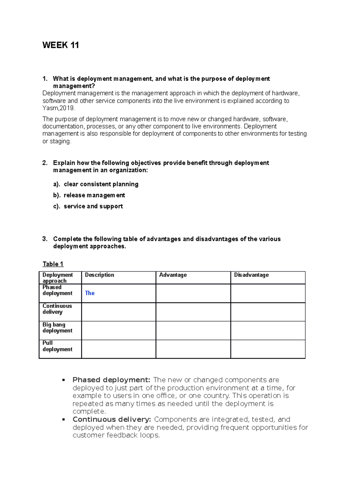 Itech 7400 - WEEK 11 What is deployment management, and what is the ...