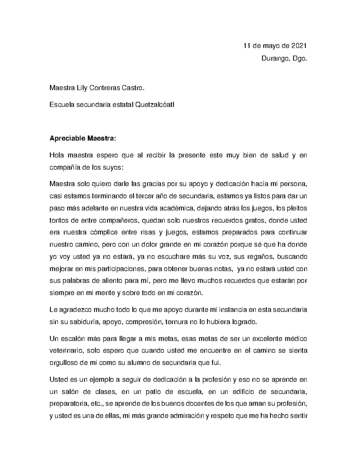 Carta a mi maestra - son actividades de la clase de geografia para ...