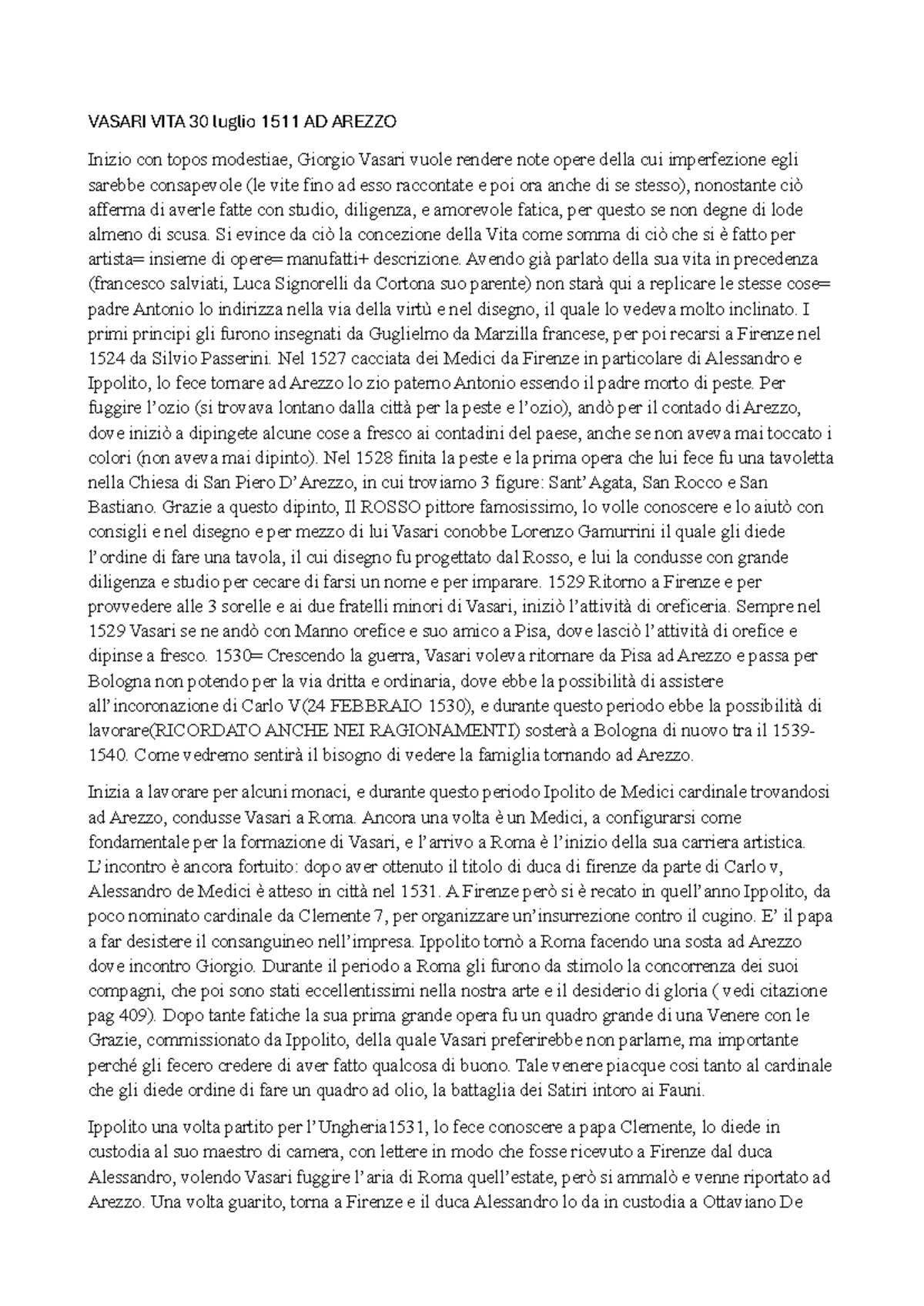 Vita del vasari pittore e letterato - VASARI VITA 30 luglio 1511 AD ...