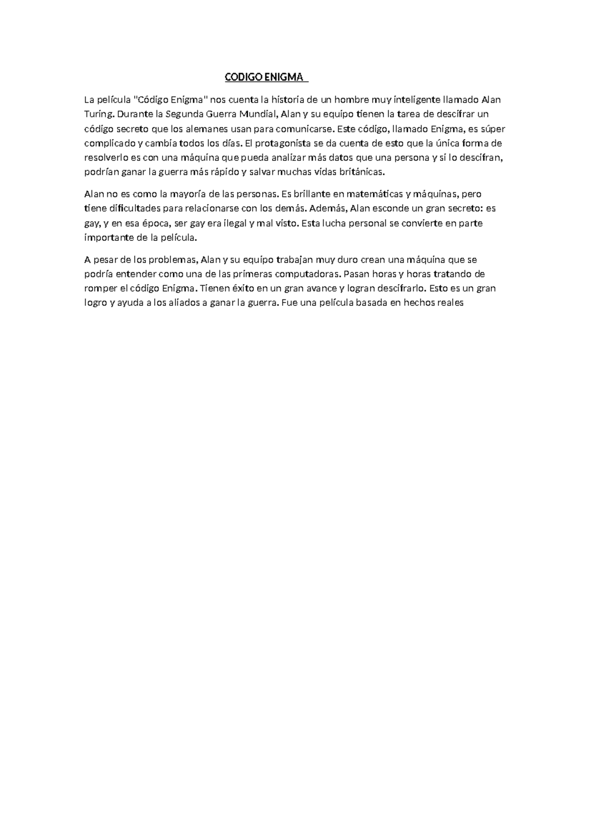 Codigo Enigma - Resumen Redes y Comunicaciones de Datos I - CODIGO ENIGMA La película "Código ...