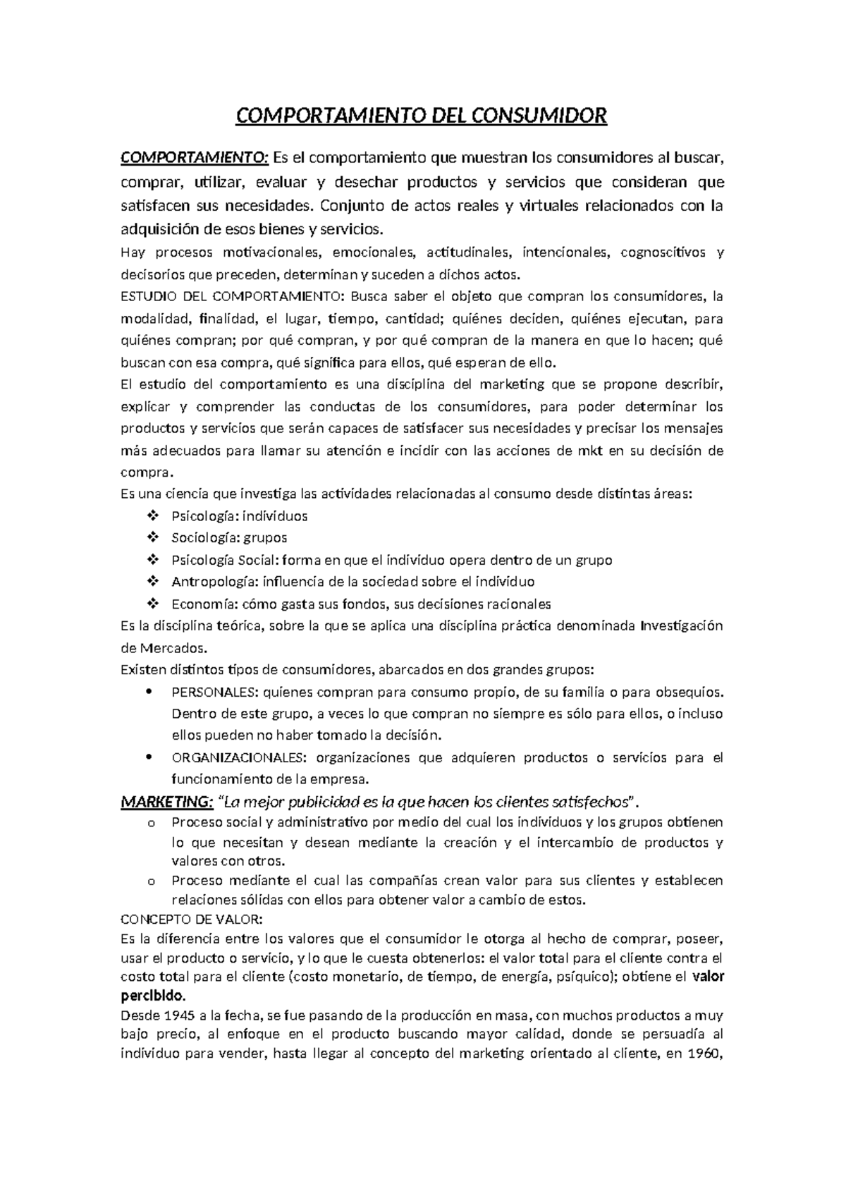 Resumen Comportamiento DEL Consumidor - COMPORTAMIENTO DEL CONSUMIDOR COMPORTAMIENTO: Es el ...