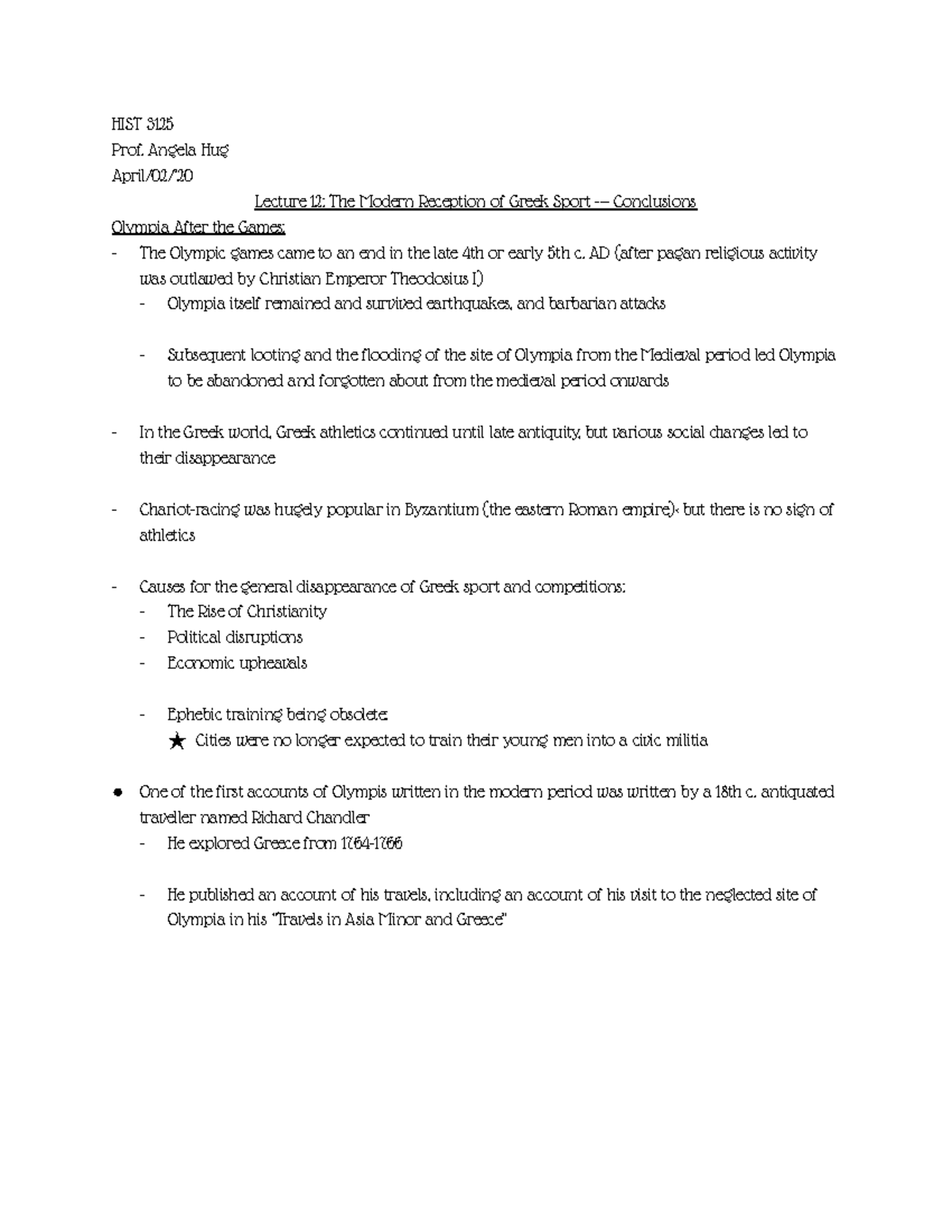 HIST 3125 lecture 12 - Winter 2020 Professor Angela Hug - HIST 3125 ...
