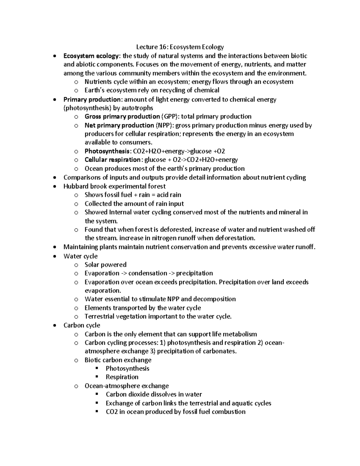 Lecture 16 Ecosystem Ecology Warning Tt Undefined Function 32 Warning Tt Undefined
