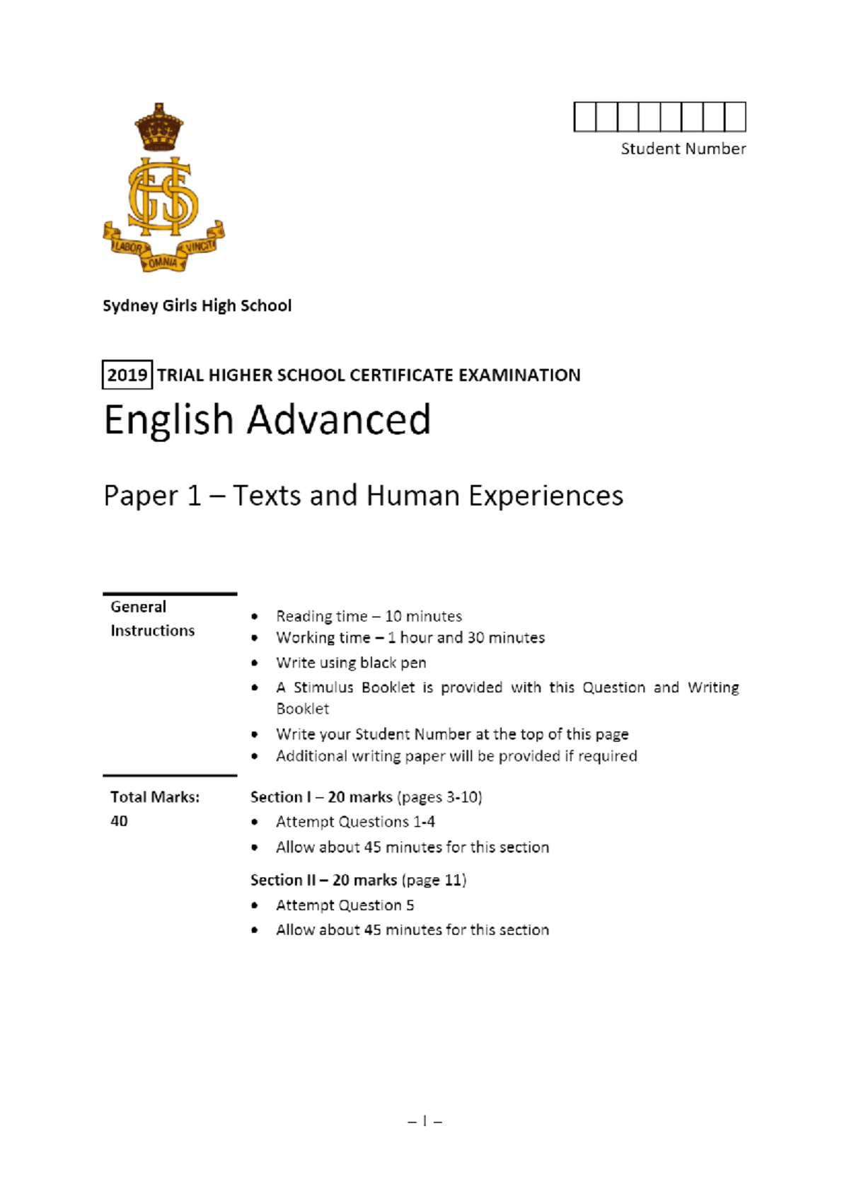 Sydney Girls English Trial Paper 1 - Physics For Scientists And ...