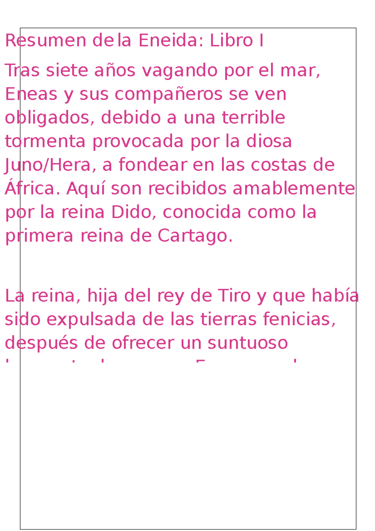 La eneida - Resumen de la Eneida: Libro I Tras siete años vagando por ...