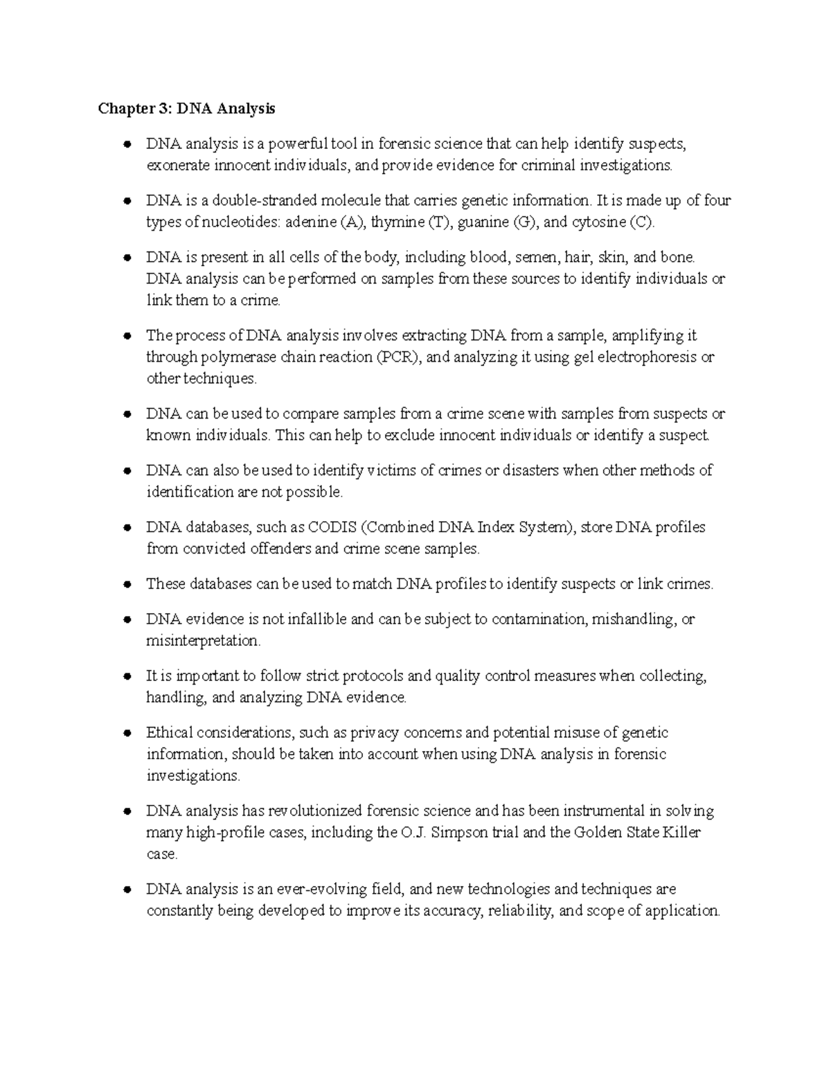 ANTH 246 Chapter 4 - ANTH 246 Notes for Ch 4 - Chapter 3: DNA Analysis ...
