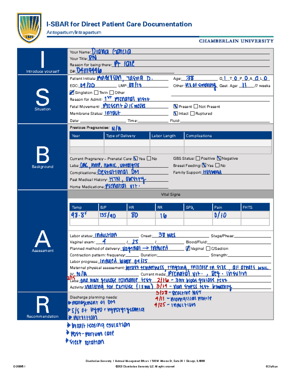 Isbar GEST. DM - NR-327 - Chamberlain University - Studocu