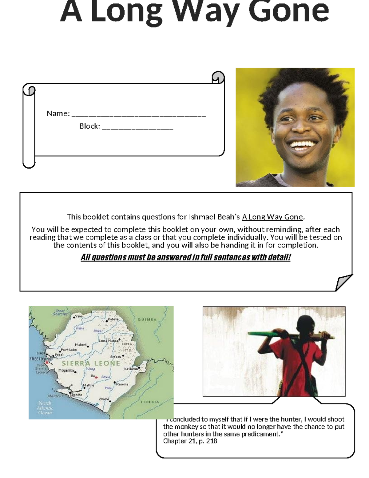 Alwg student booklet - "I concluded to myself that if I were the hunter ...