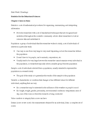 Homework for Chapters 1 and 2 in Basic Statistics - PSY 770 - Studocu