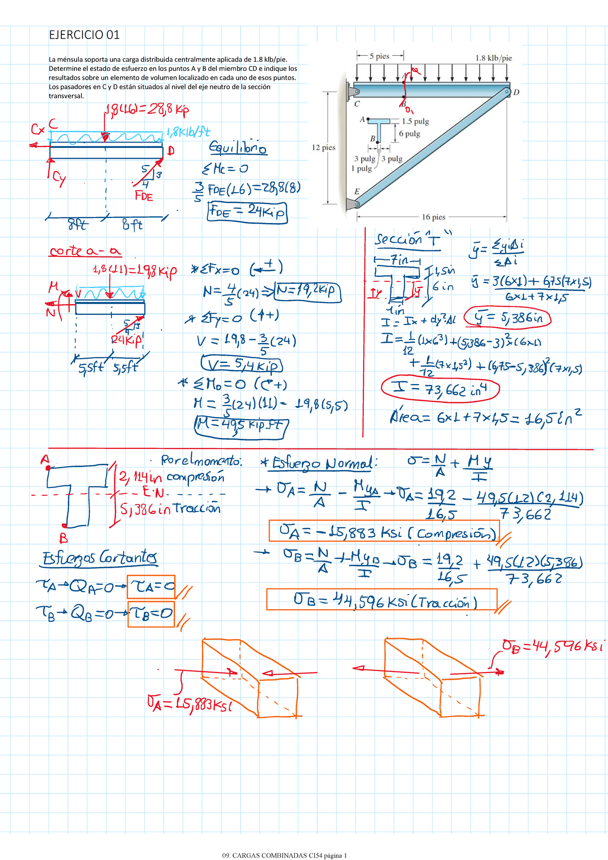 Clase 09 Cargas Combinadas - La ménsula soporta una carga distribuida ...