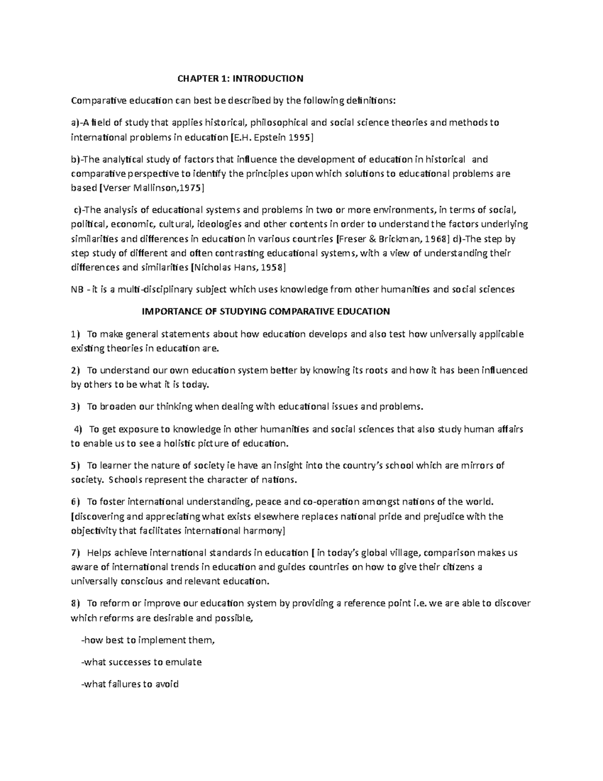 Comparative education personal notes, Comparative education personal ...