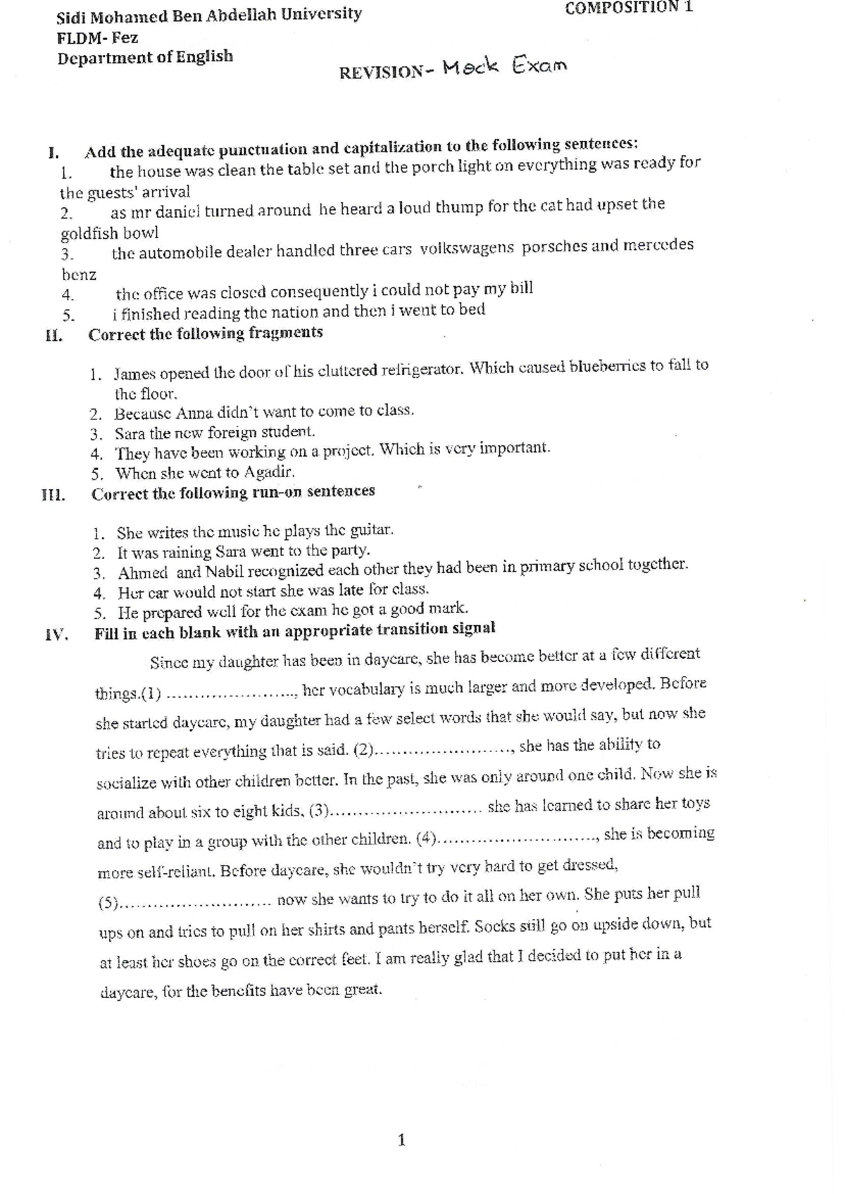 AN409 Slaoui Belghiti 7 MOCK EXAM Composition 1 - physique - Studocu