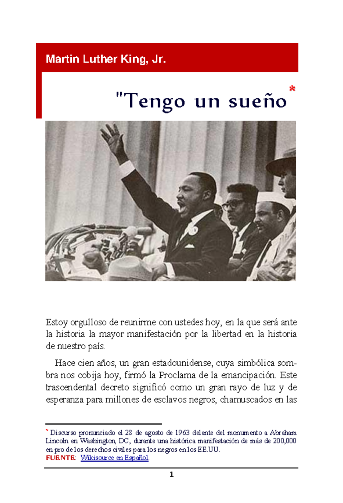 Tengo-un-sueno - APUNTES - Martin Luther King, Jr. "Tengo un sueño ...