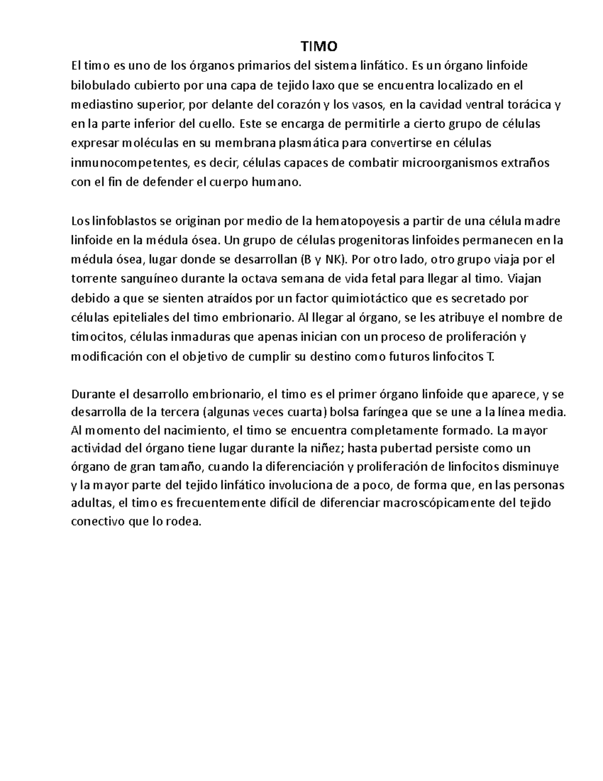 TIMO Cata - EL TIMO ORGANO LINFOIDE - TIMO El timo es uno de los ...