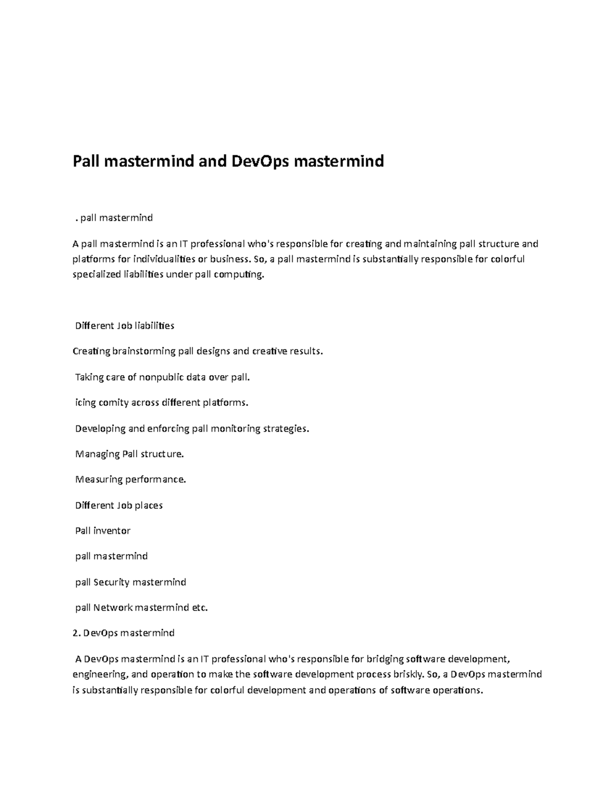 Pall mastermind and Dev Ops mastermind - pall mastermind A pall ...