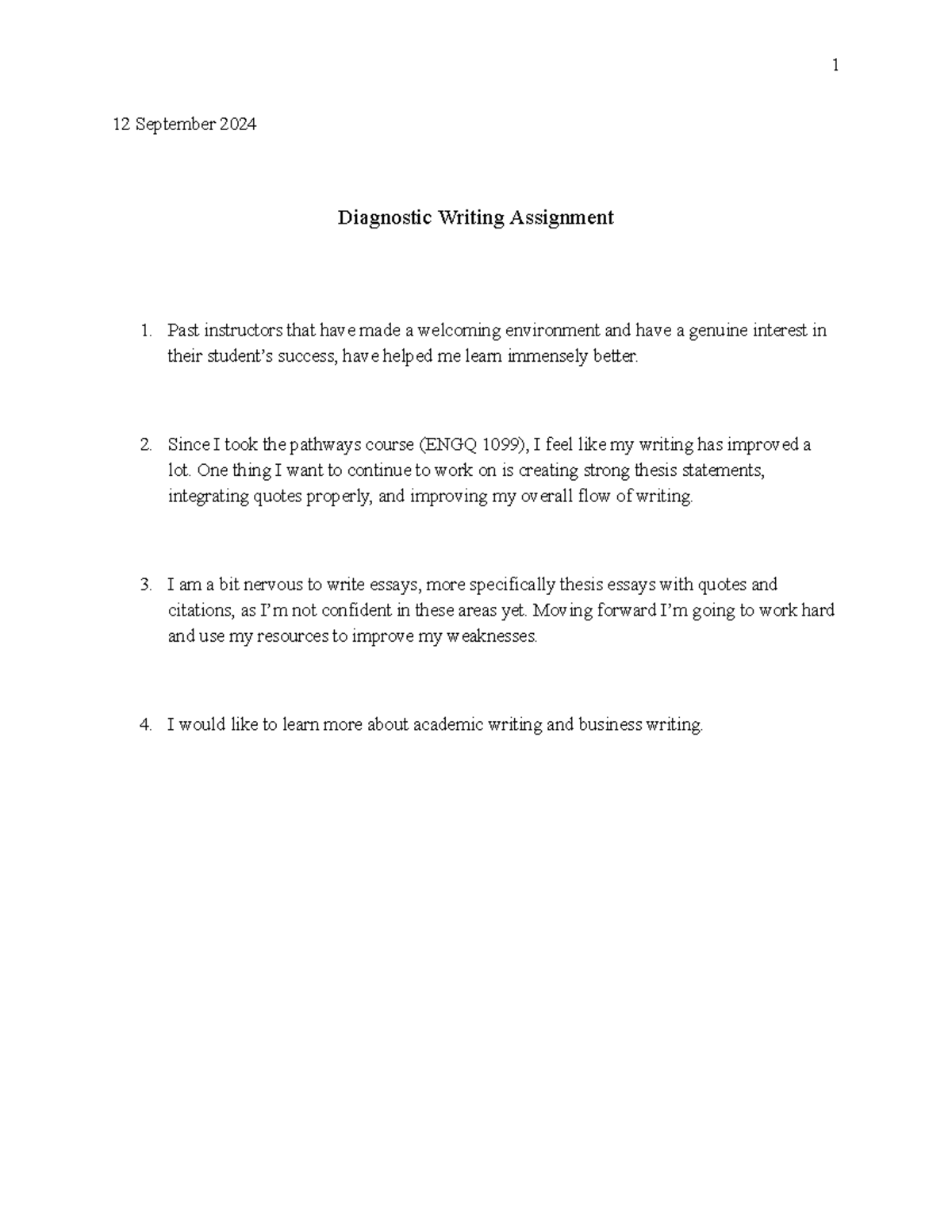 Random - practise questions - 1 12 September 2024 Diagnostic Writing ...