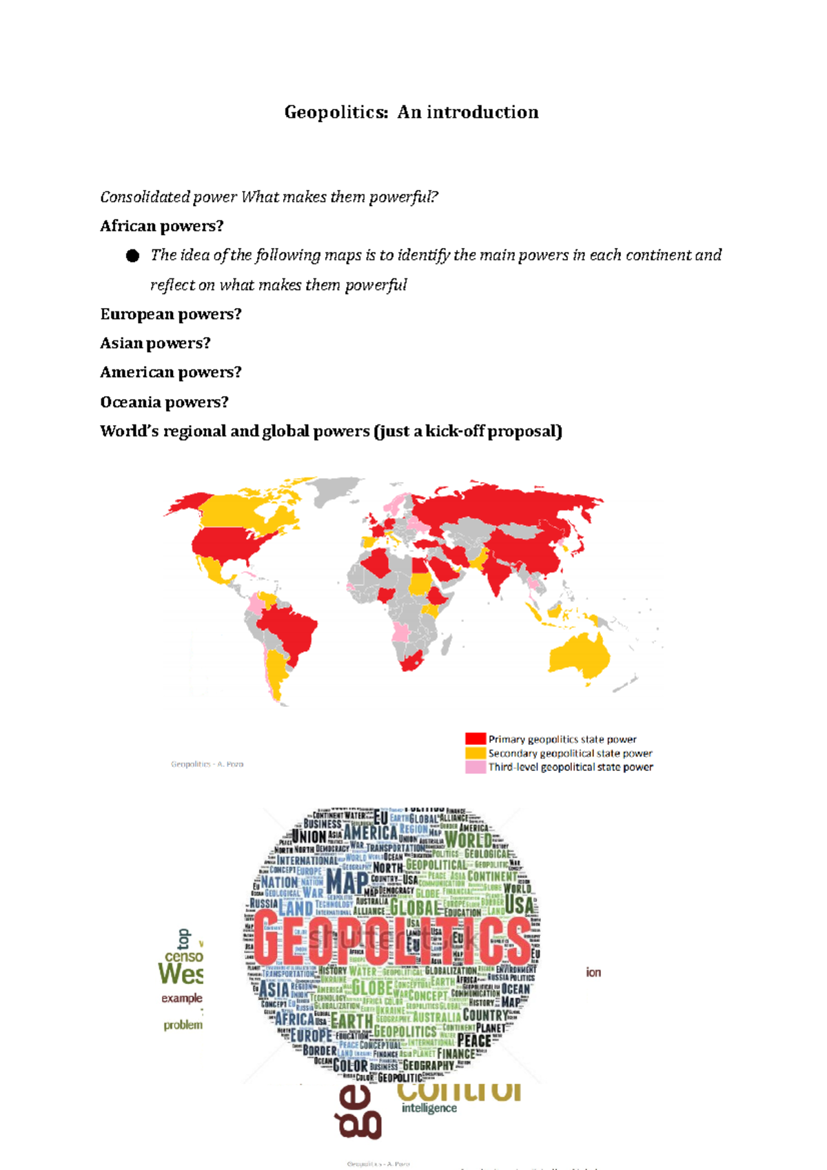 Introduction to Geopolitics - Geopolitics: An introduction Consolidated power What makes them ...