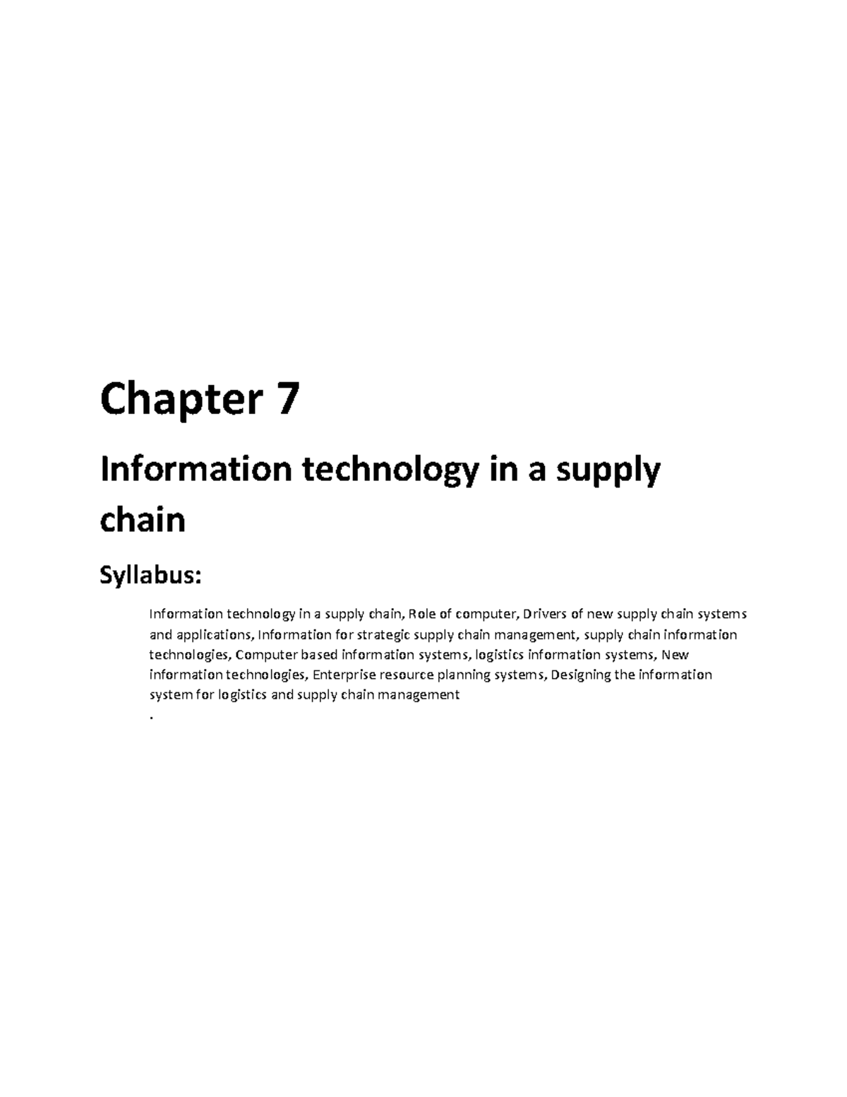 Chapter 7-Information technology in a supply chain - Chapter 7 ...